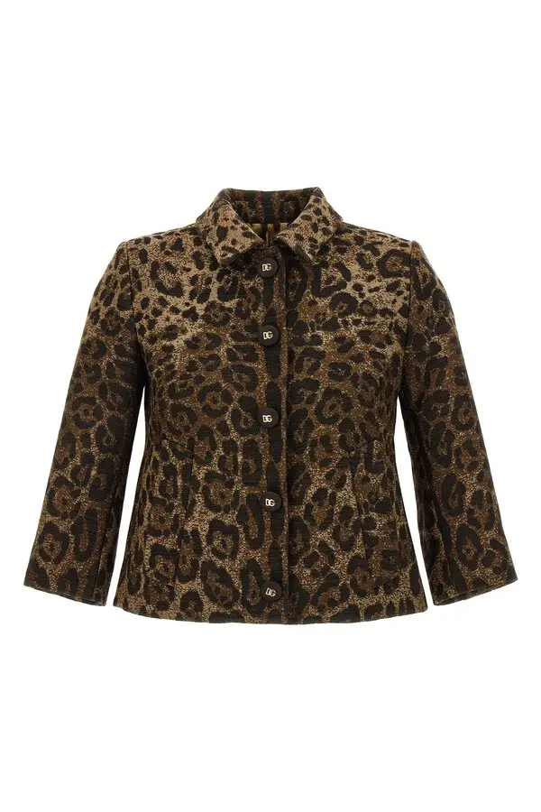Dolce & Gabbana Animal Print Jacquard Wool Blazer