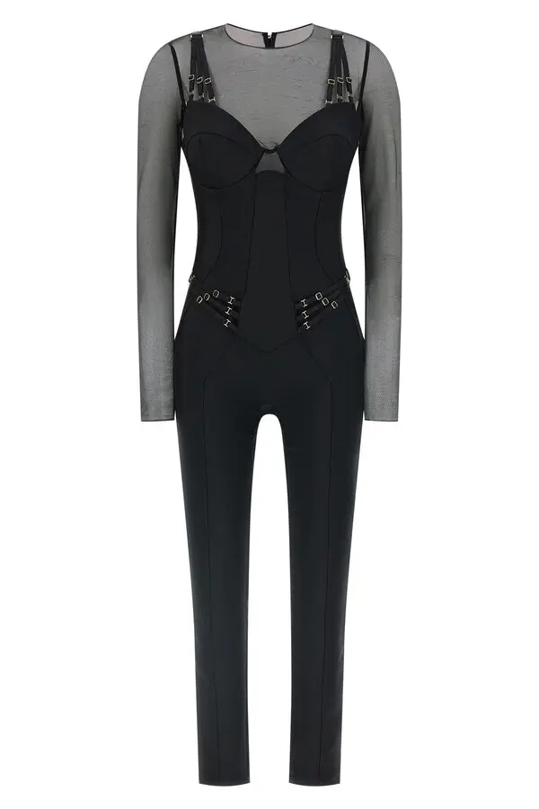Elisabetta Franchi Jersey And Tulle Jumpsuit
