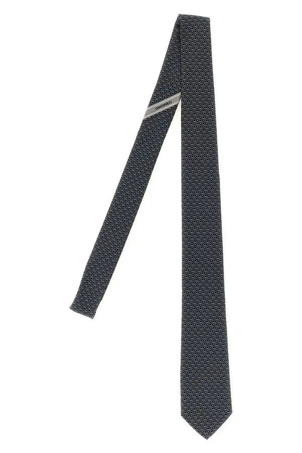 FERRAGAMO Biella Silk Neck Tie - Black