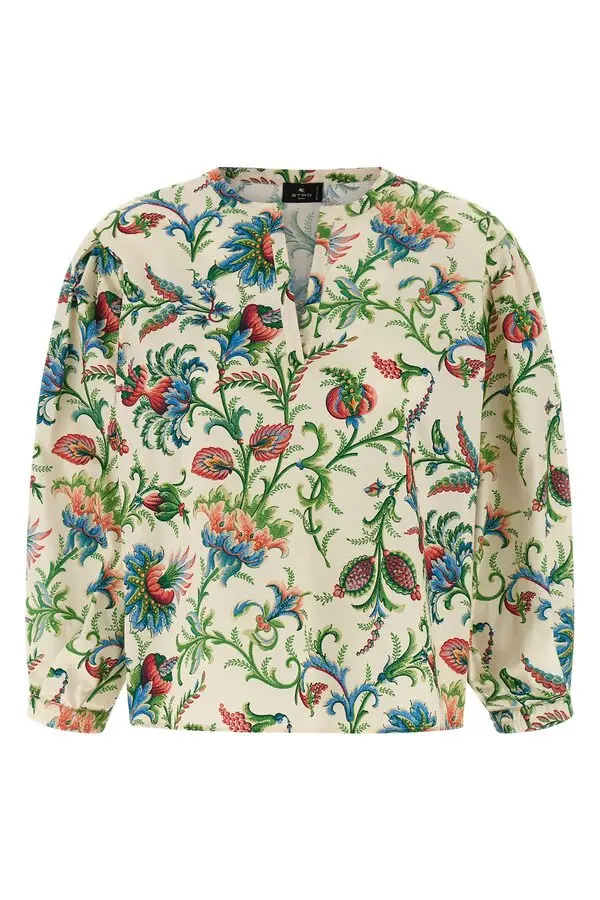 Etro Floral Cotton Poplin Blouse - Multi