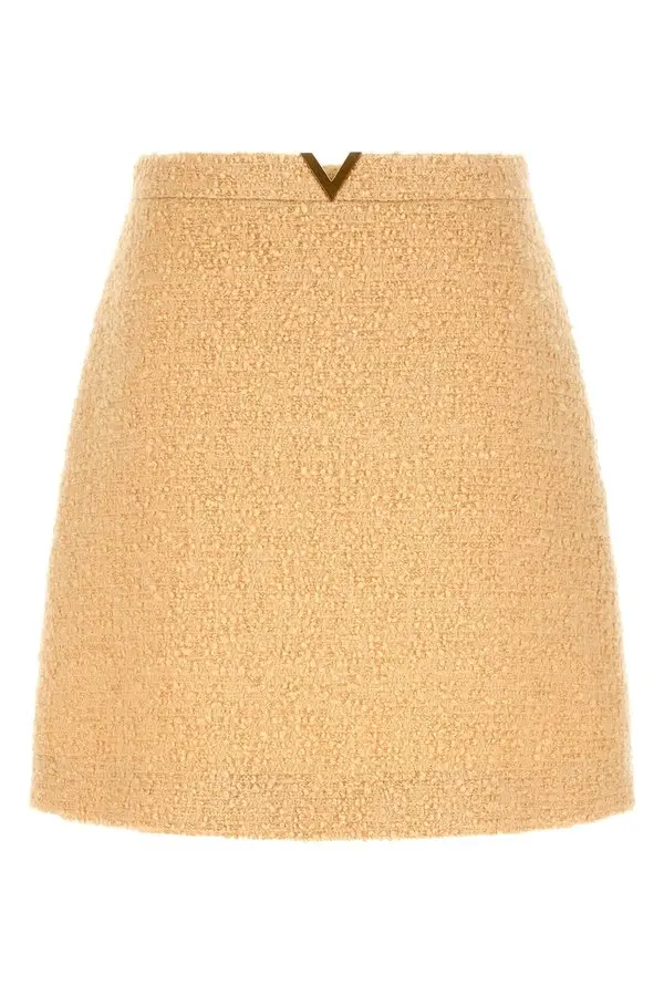 Valentino Garavani V Gold Mini Skirt - Beige