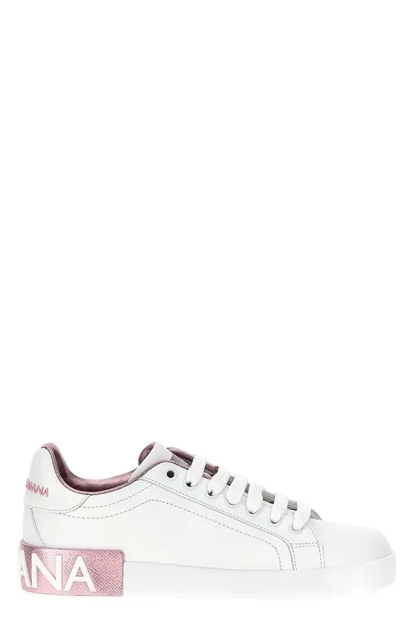Dolce & Gabbana Portofino Leather Sneakers - Pink