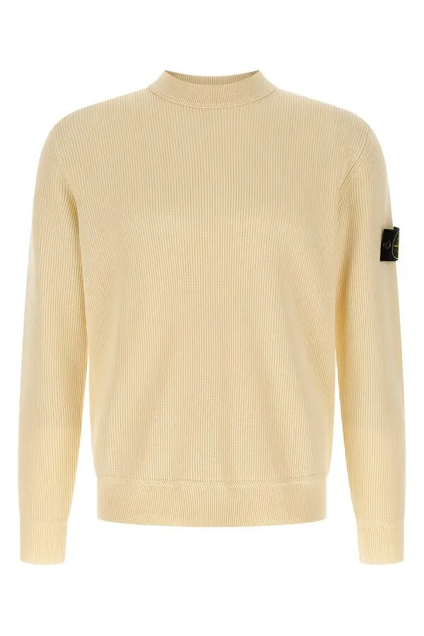 Stone Island Ribbed Cotton Pullover - Beige