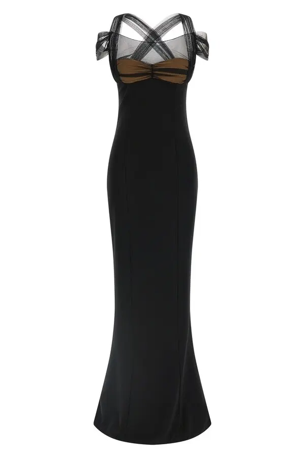 NENSI DOJAKA Draped Padded Cup Maxi Dress