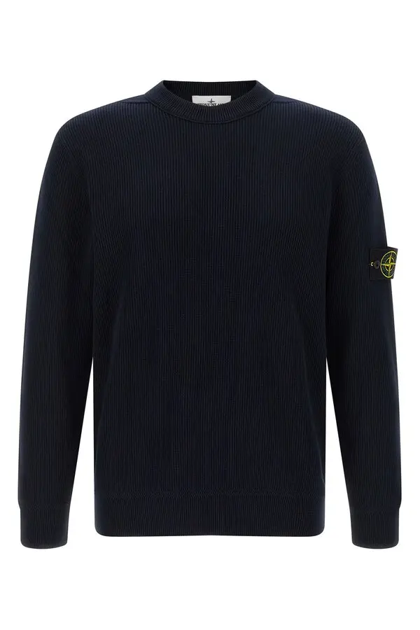 Stone Island Ribbed Cotton Pullover - Blue