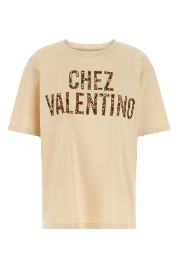 Valentino Garavani Chez Cotton Jersey T-shirt - Beige
