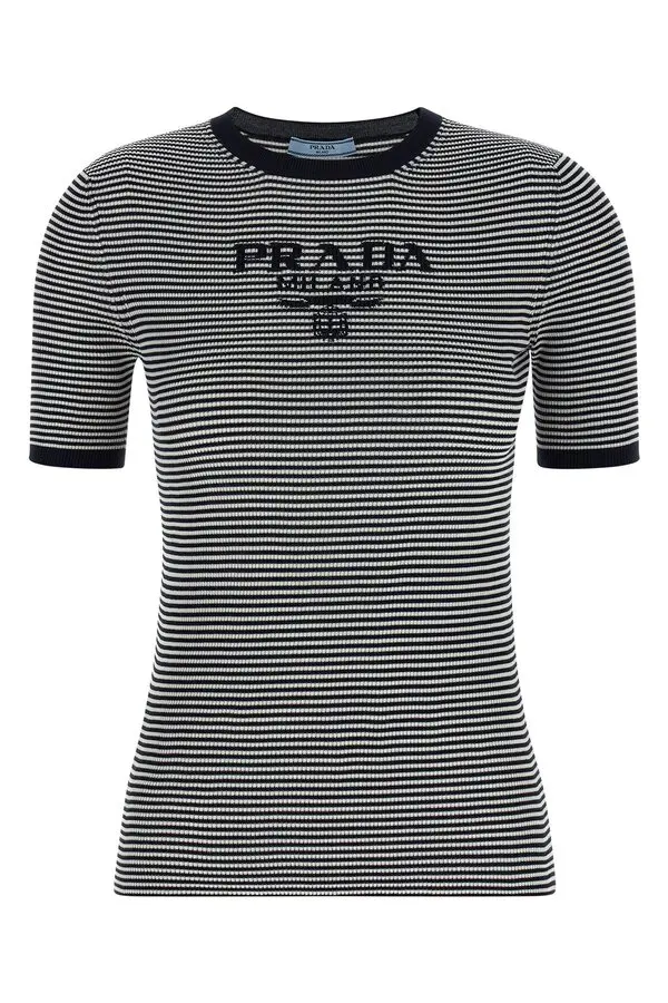 Prada Striped Silk T-shirt