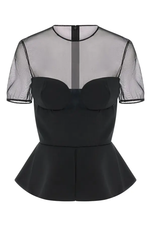 NENSI DOJAKA Tailored Bustier With Sheer Neckline' Top