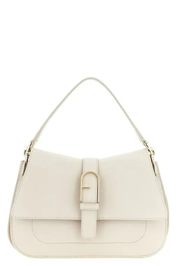 Furla Flow M Leather Shoulder Bag - Beige