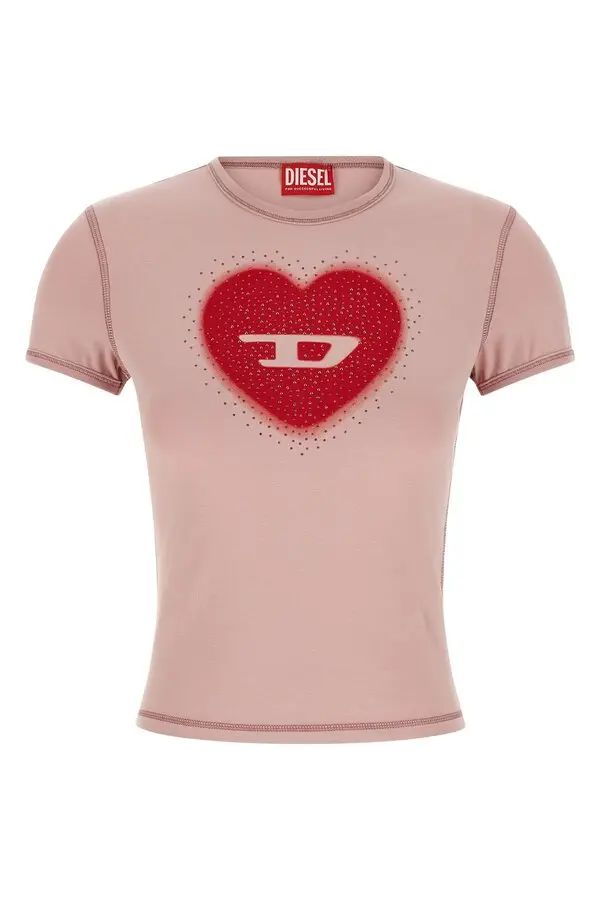DIESEL® Cotton Stretch Jersey T-shirt - Pink