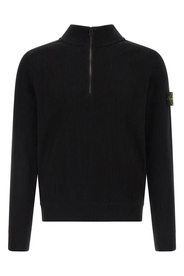 Stone Island Ribbed Cotton Half Zip Sweater