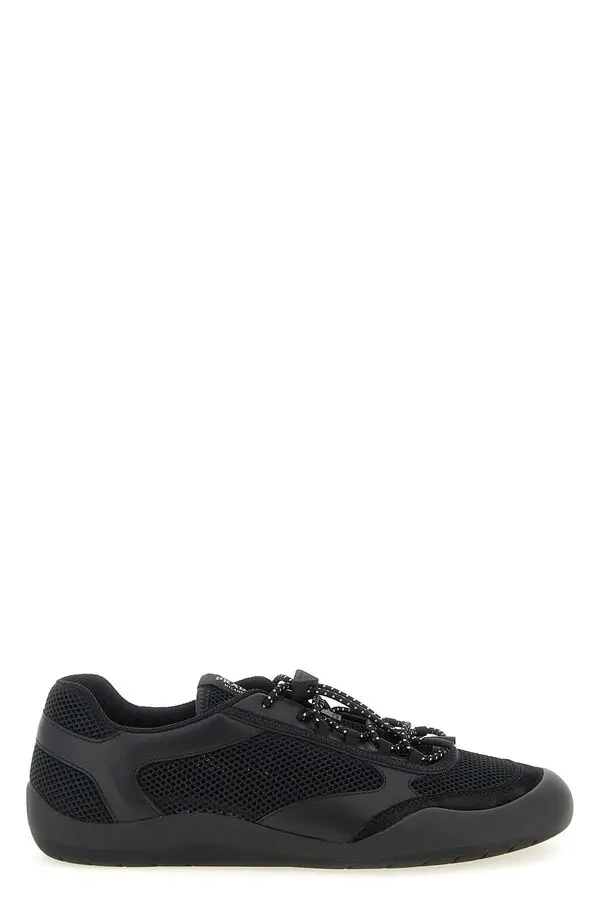 Prada Mesh Leather Sneakers - Black