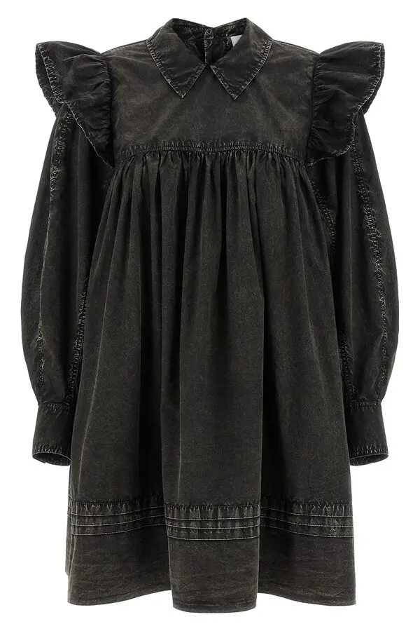 GANNI Washed Mini Shirt' Dress - Black