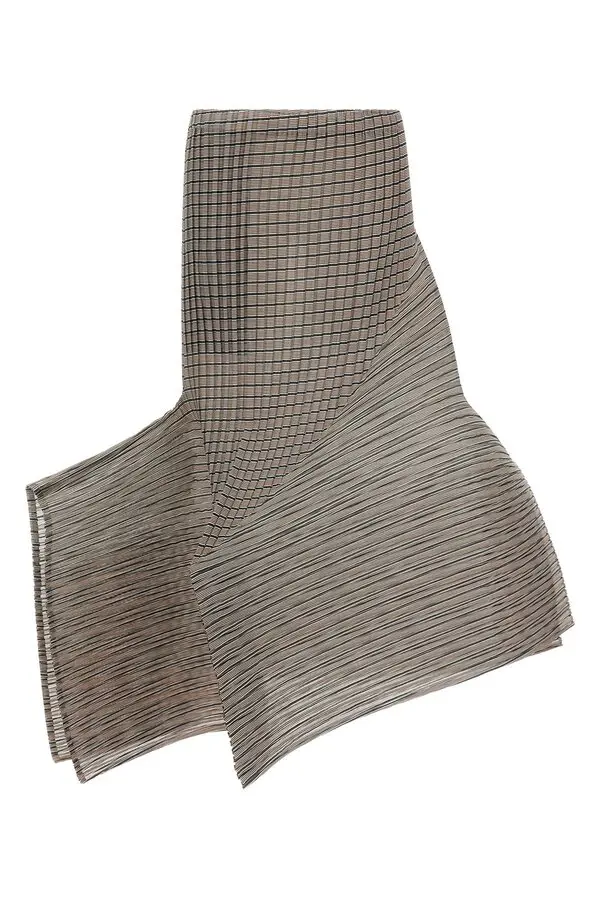 Issey Miyake Generic Stripes Pleated Skirt - Brown