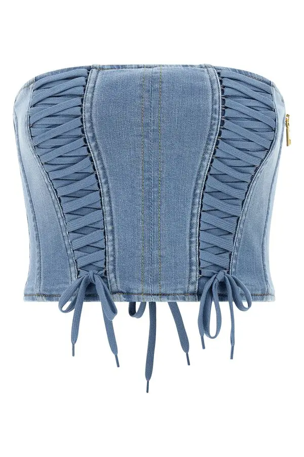 Elisabetta Franchi Denim Bustier Top