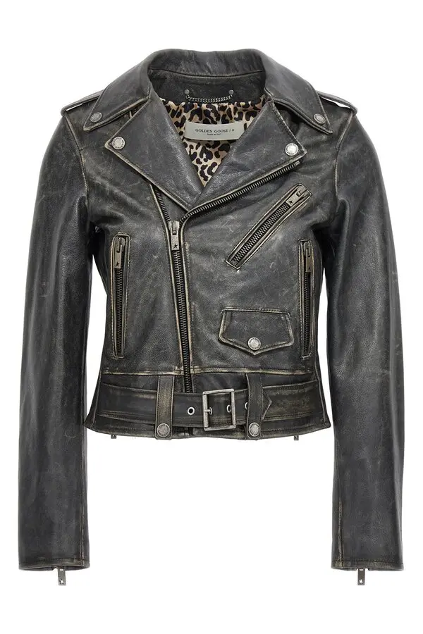 GOLDEN GOOSE Destiny Slim Leather Biker Jacket
