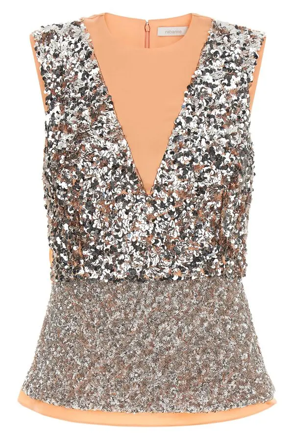 Rabanne Sequin Embellished Peplos Top - Pink