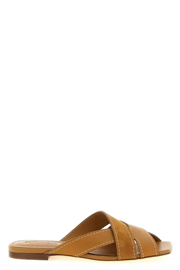 TOD'S Suede Leather Sandals - Beige