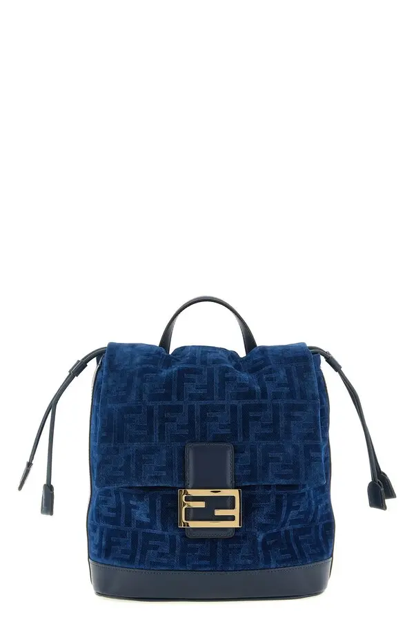 Fendi Ff Flocked Denim Backpack