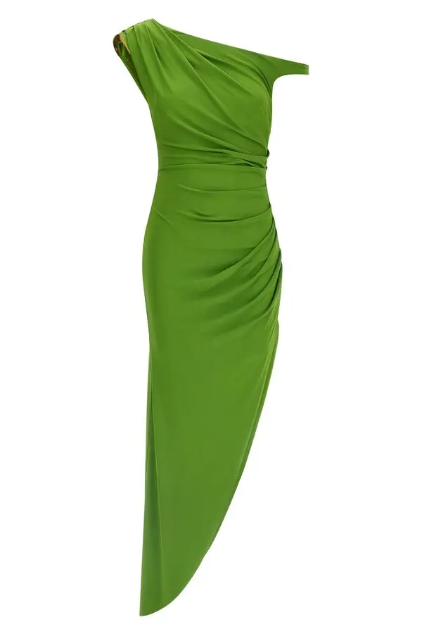 Elisabetta Franchi Jewel Shoulder Dress - Green