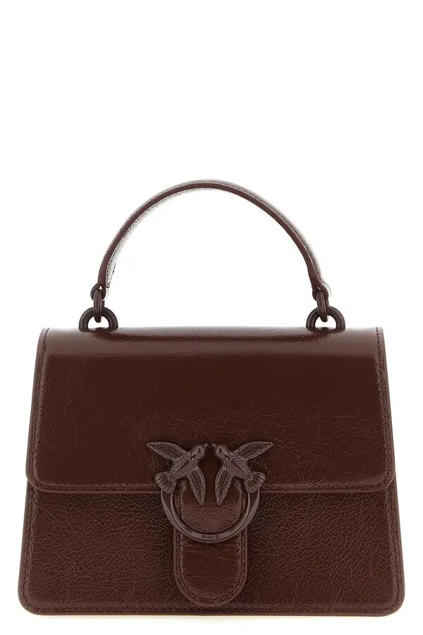 Pinko Mini Love One Light Leather Handbag - Bordeaux