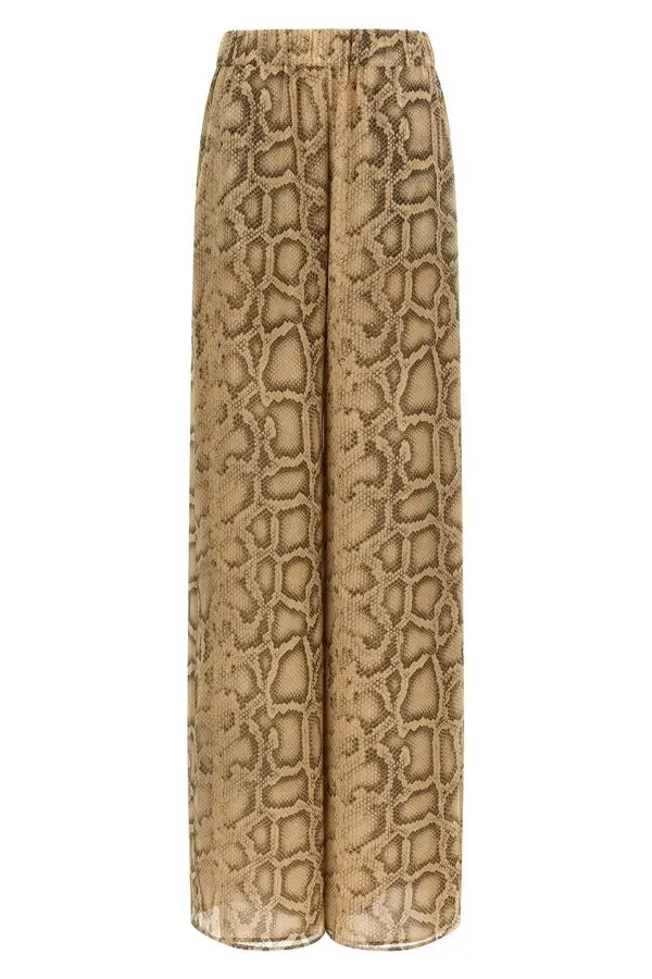 Andamane Lena Python Print Georgette Trousers - Beige