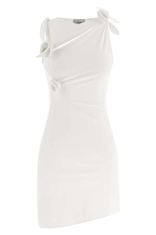 Coperni Asymmetric Flower Minidress - White