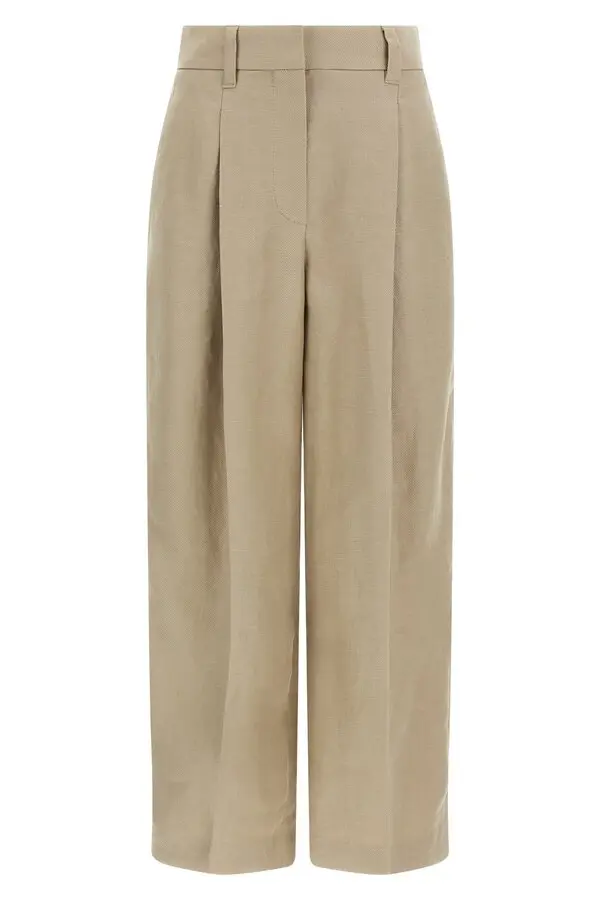 Brunello Cucinelli Wide Leg Linen Trousers