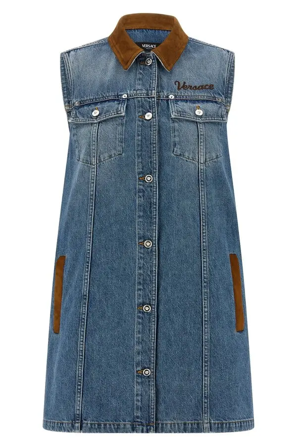 Versace Cotton Denim Mini Dress - Blue