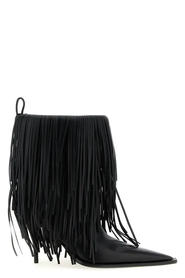 Balenciaga Avenue Fringe Ankle Boots - Black