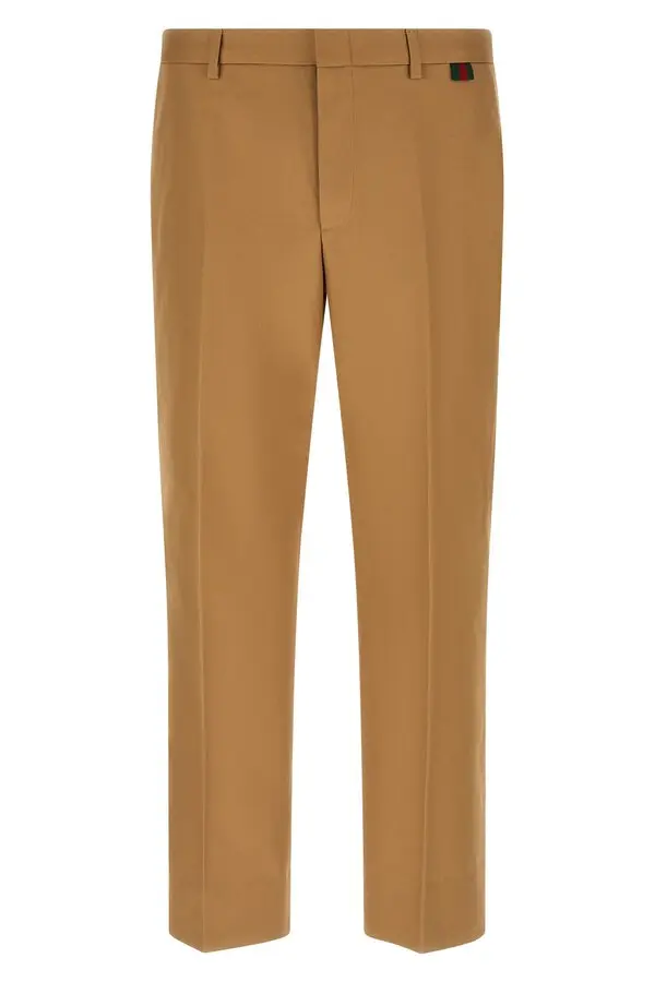 Gucci Cotton Twill Web Loop Trousers - Beige