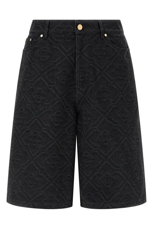 Casablanca Laser Monogram Denim' Bermuda Shorts - Black