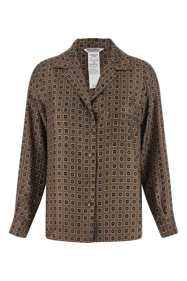 Max Mara Mxmdisco Printed Silk Twill Shirt - Brown
