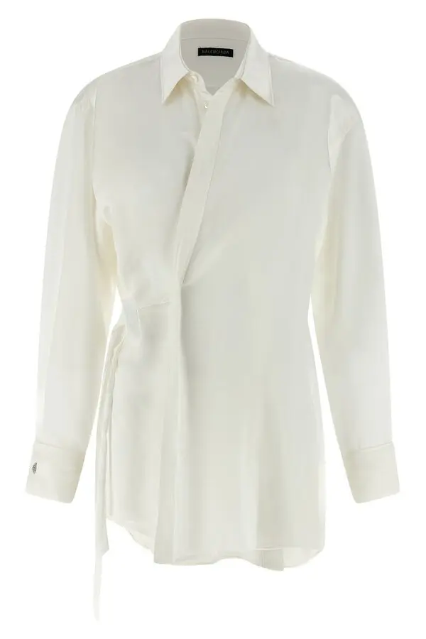Balenciaga Wrap Silk Satin Shirt
