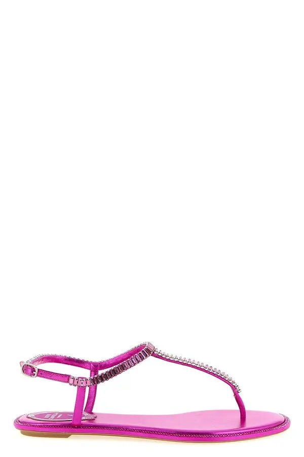 Rene Caovilla Diana Leather Sandals - Fuchsia
