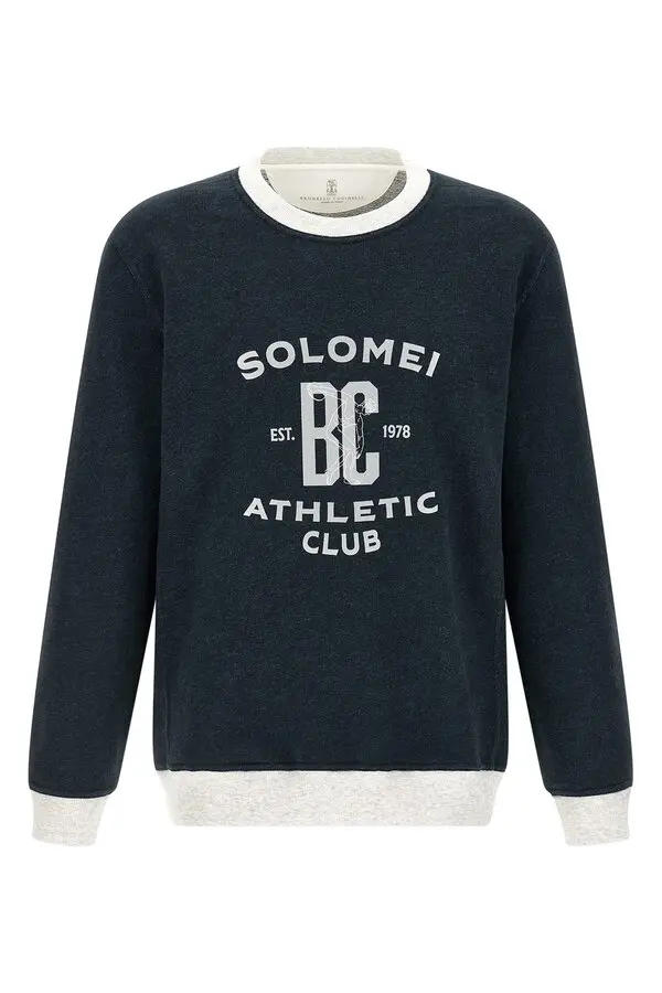 Brunello Cucinelli Cotton And Linen Sweatshirt - Blue
