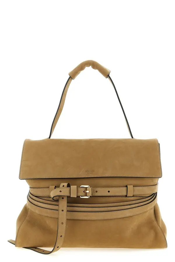 Moschino Tie Me Suede Shoulder Bag