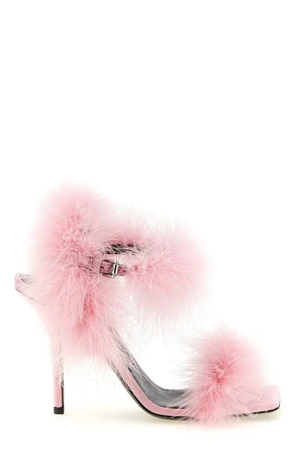 Moschino Satin And Feather Stiletto Sandals - Pink