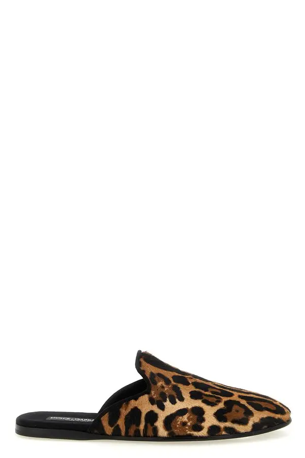 Dolce & Gabbana Leo Print Pony-effect Leather Young Pope Slipper - Brown