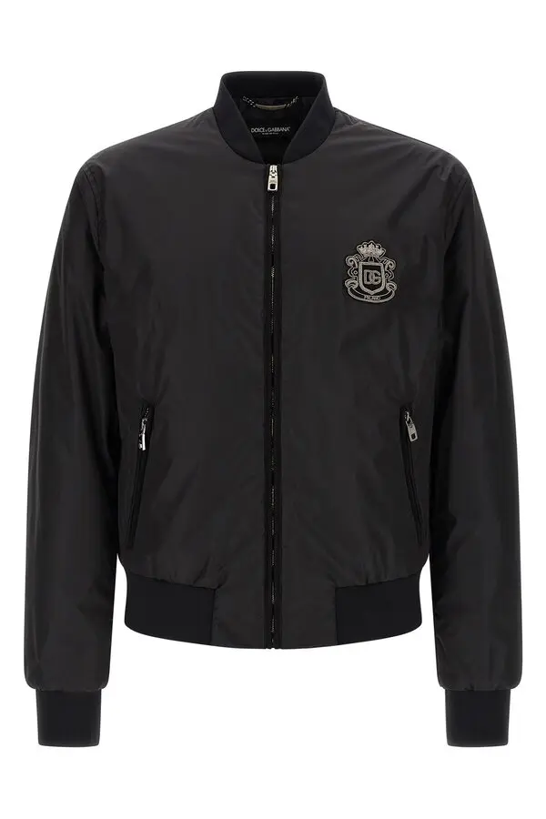 Dolce & Gabbana Dg' Patch Bomber Jacket - Black