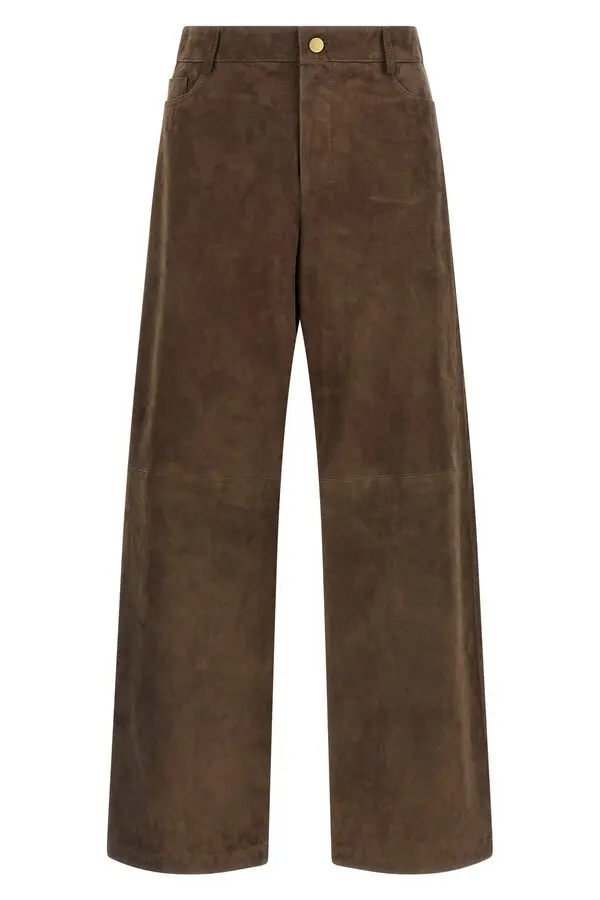 Max Mara Smmfulmine Suede Pants - Brown