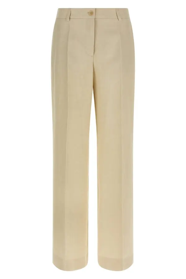 P.a.r.o.s.h Raisa26 Viscose And Linen Blend Trousers - Beige