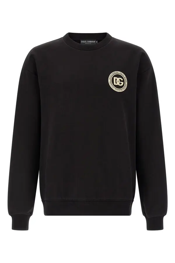 Dolce & Gabbana Logo Patch Brushed Cotton Sweatshirt