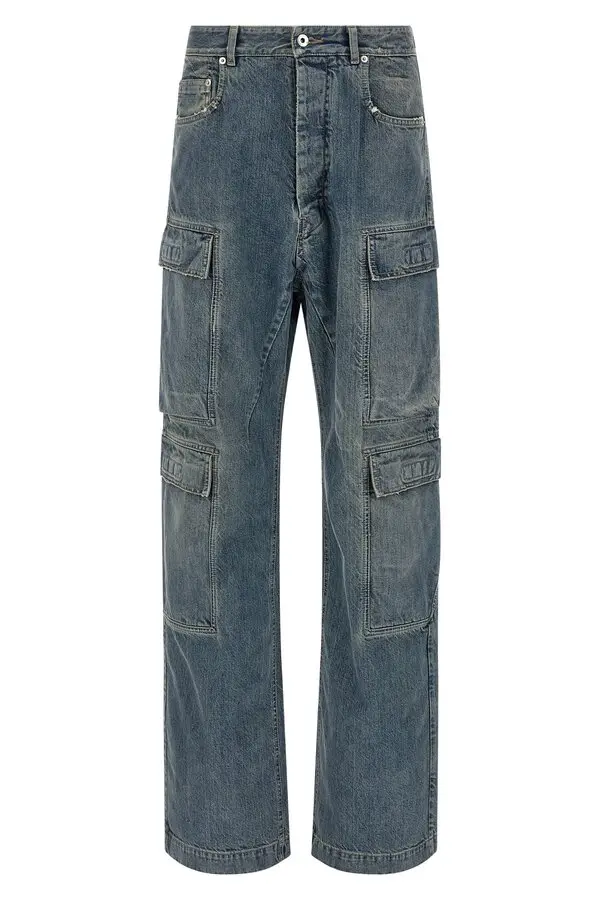 Rick Owens Cotton Denim Cargo Jeans