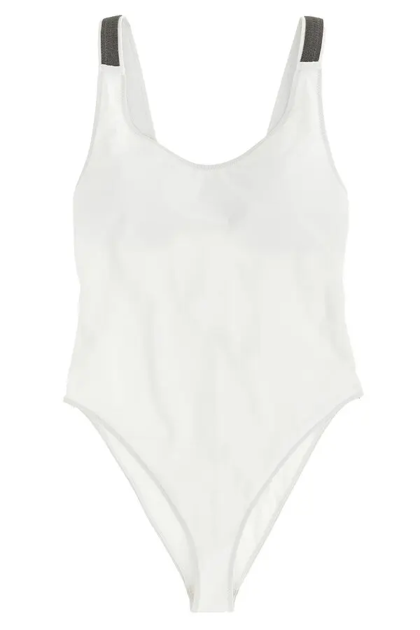 Brunello Cucinelli Precious Details One-piece Swimsuit - White