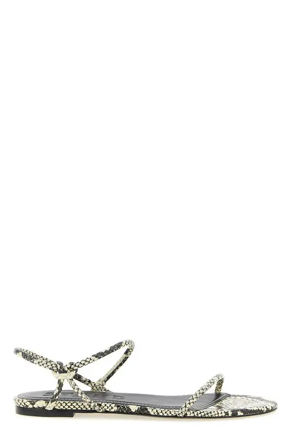 Staud Python Print Leather Laurel Sandals - White/black
