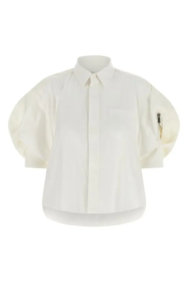 Sacai Bomber Sleeve Cotton Poplin Shirt
