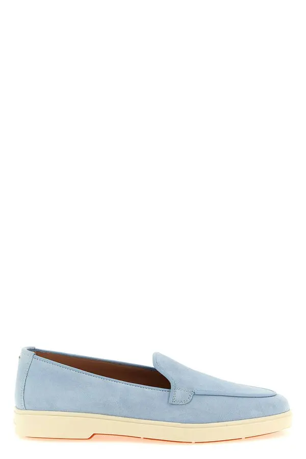 Santoni Suede Debora Loafers - Light Blue