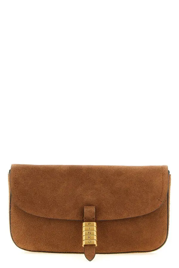 Pinko Saddle Flat Medium Shoulder Bag - Brown