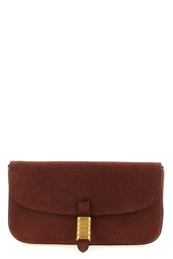 Pinko Saddle Flat Medium Shoulder Bag - Bordeaux